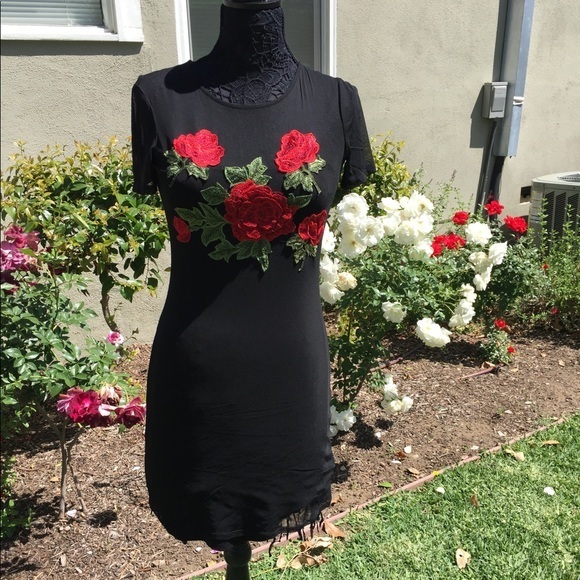 Dresses | Nwt Multiple Sizes 2 Piece Sheer Rose Black Dress | Poshmark